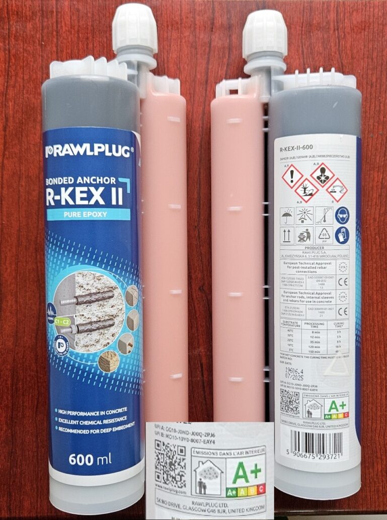 Rawlplug R-Kex II 600 Keo cấy thép hàng đầu châu Âu từ Anh Quốc